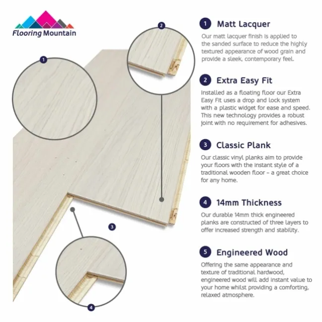 Grande Latte Oak Engineered Flooring 14mm x 180mm Lacquered