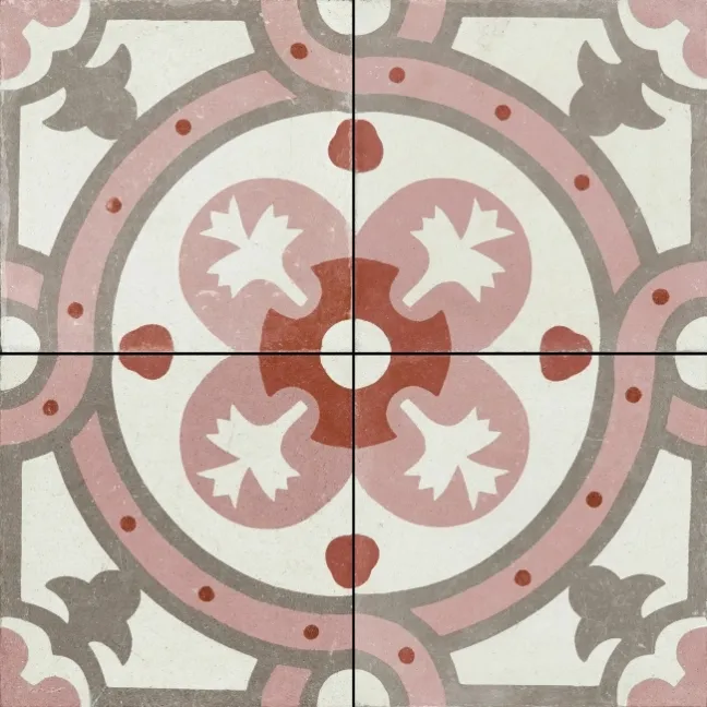 Granada Pink Victorian Patterned Floor Tile | Tile Mountain