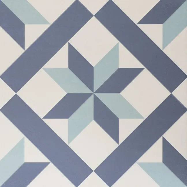 Hanoi Star Patterned Blue Floor Tiles | Tile Mountain
