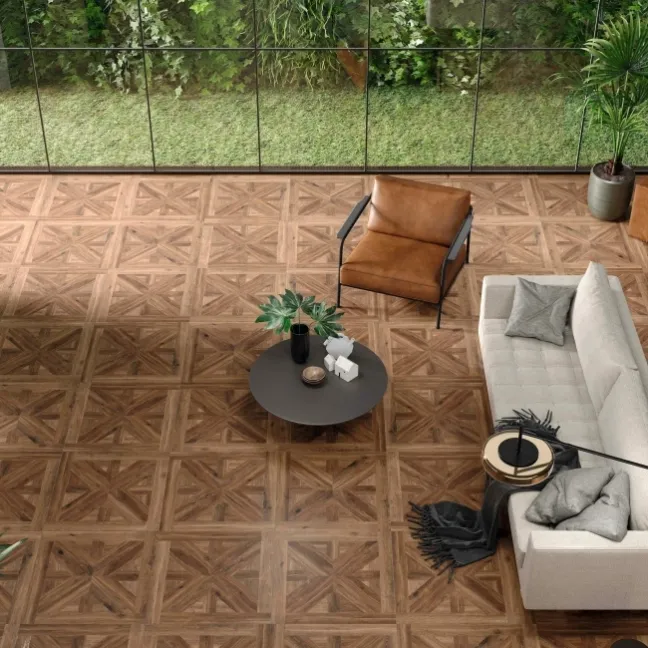 Volte Walnut Woven Wood Effect Matt Porcelain Floor Tile