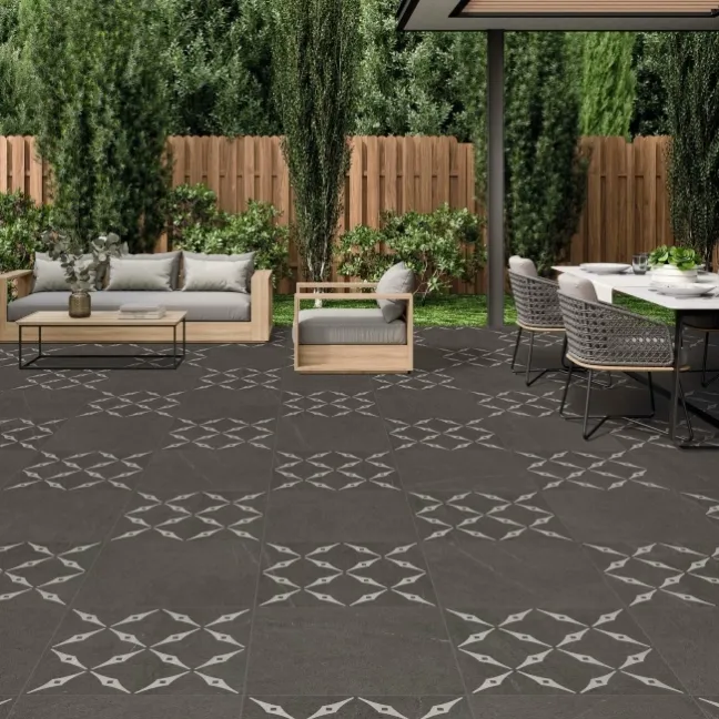 Bellevue Compass Graphite Stone Effect Outdoor Paving Slab