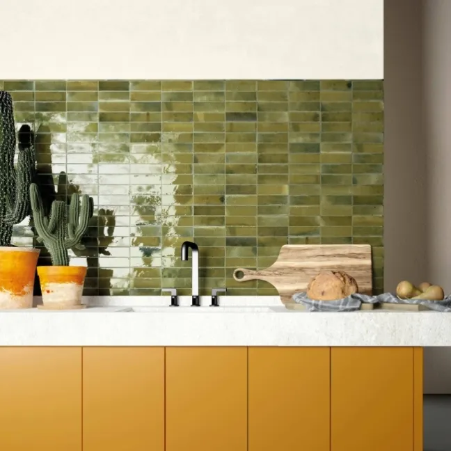Luma Olive Green Gloss Ceramic Wall Tile | TileMountain