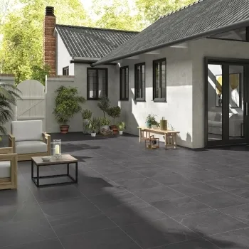 Black Slate Effect Matt Large Porcelain Outdoor Slab Tile