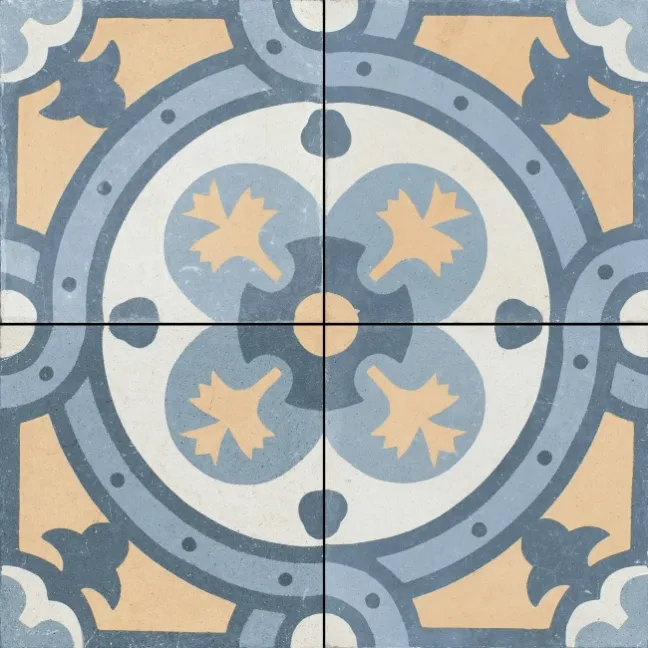 Granada Blue Victorian Patterned Floor Tile | Tile Mountain
