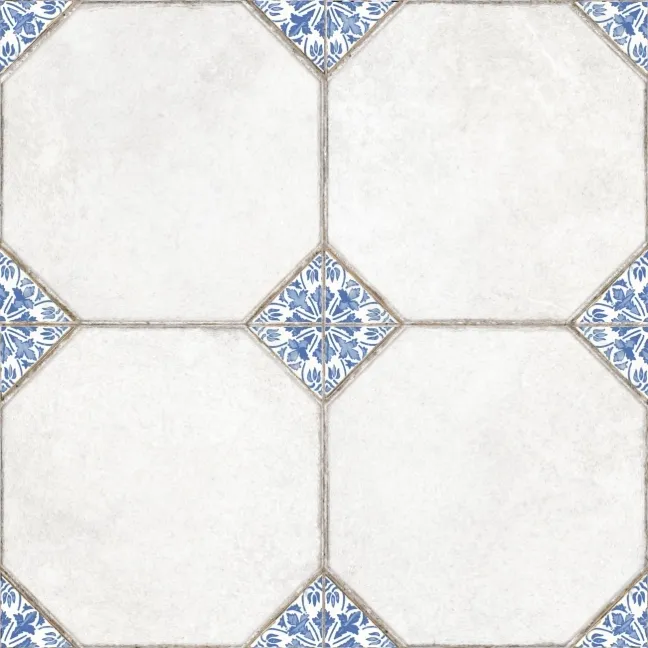 Leeds Blue Patterned Matt Porcelain Floor Tile