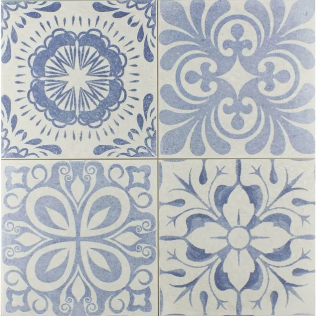Skyros Delft Blue Pattern Porcelain Wall & Floor Tiles