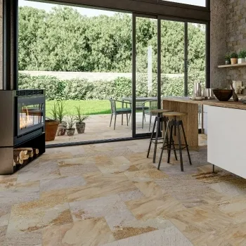 Modern Travertine Effect Beige Large Porcelain Floor Tile