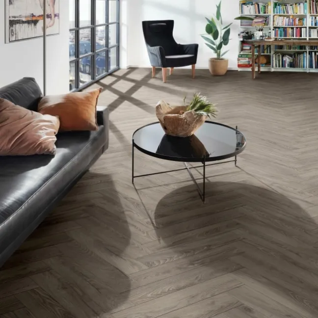 Aberdeen Ash Grey Oak Laminate 8mm Herringbone Flooring