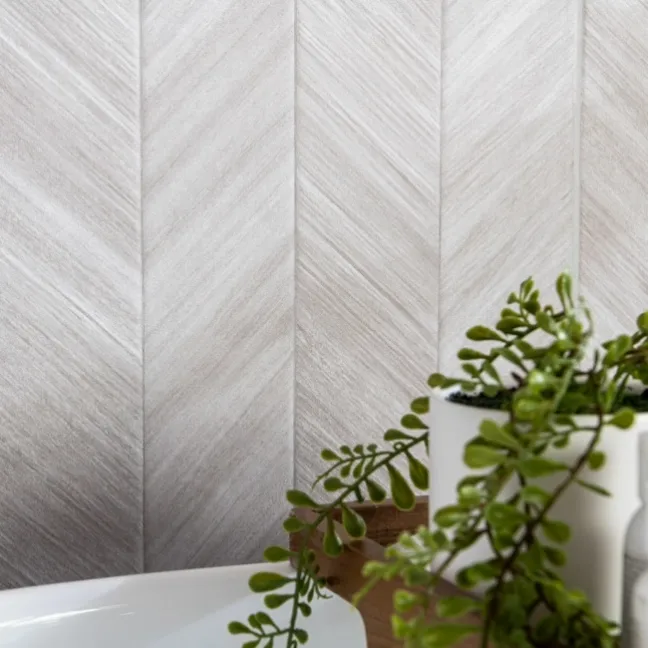 Bercy Chevron Decor Light Grey Concrete Effect Wall Tile