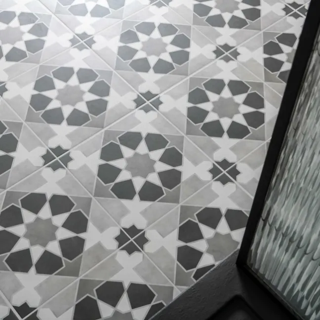 Rabat Black Pattern Matt Ceramic Floor Tile | Tile Mountain