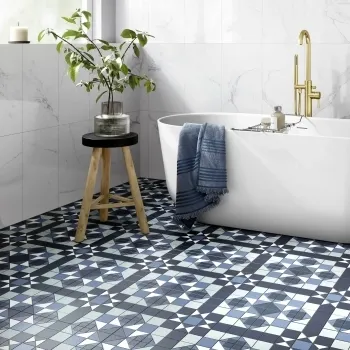 Rabat Black Pattern Matt Ceramic Floor Tile | Tile Mountain