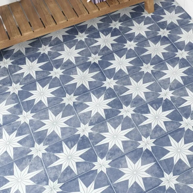 Supernova Blue Patterned Matt Vitrified Ceramic Floor Tile