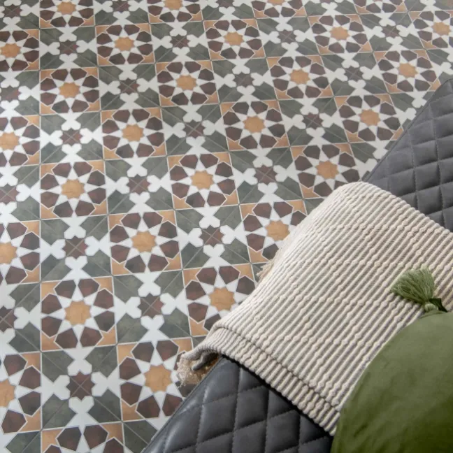 Rabat Green Pattern Matt Ceramic Floor Tile | Tile Mountain