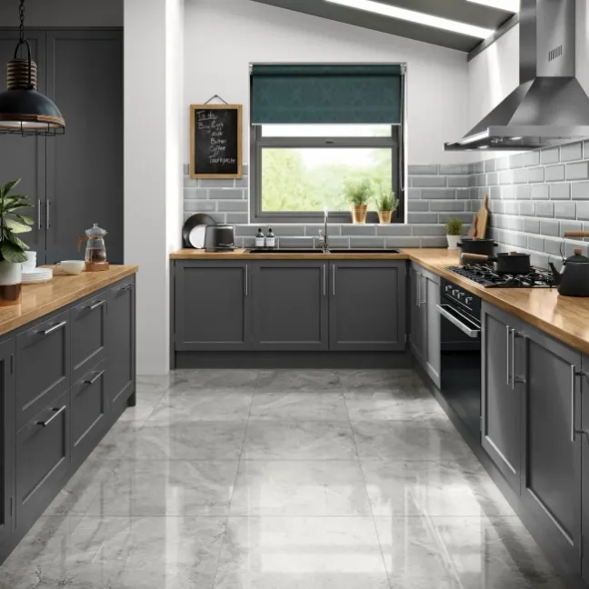 Immense Grey Stone Effect Polished Porcelain Floor Tile
