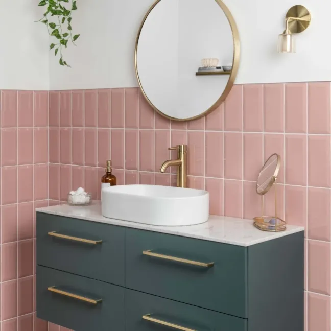 Metro Pink Bevelled Ceramic Wall Tile | Tile Mountain