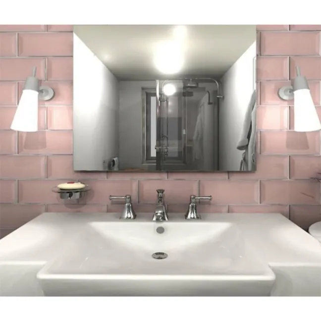 Metro Pink Bevelled Ceramic Wall Tile | Tile Mountain