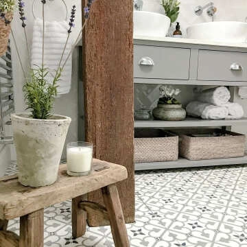 Brighton Grey Pattern Matt Porcelain Floor Tile