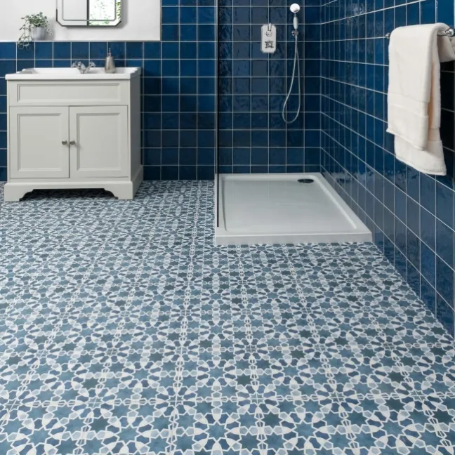 Agadir Blue Pattern Matt Ceramic Floor Tile | Tile Mountain