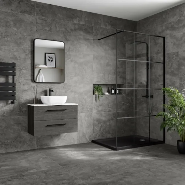 Marmostone Anthracite Rectified Stone Effect Porcelain Tile