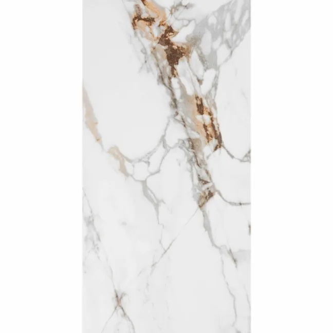 Barnaby White Marble Effect Large Polished Wall & Floor Tile | Tile ...