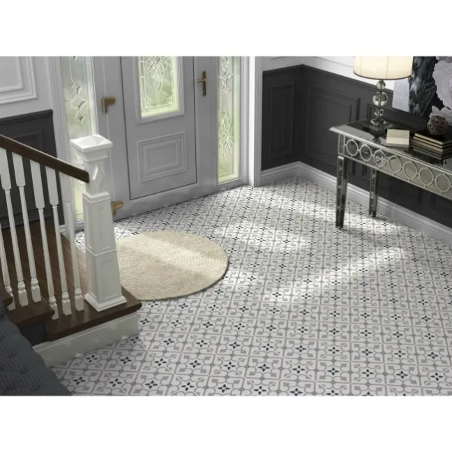 Brighton Grey Pattern Matt Porcelain Floor Tile