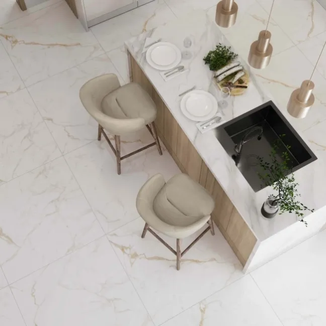 Carrera Gold Marble Effect Rectified Porcelain Floor Tile