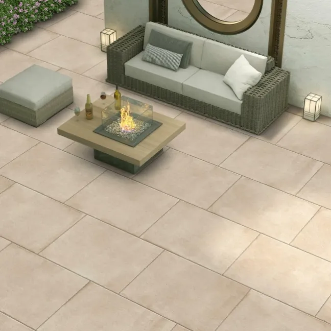 Kingsbury Beige Rustic Edge Stone Effect Porcelain Outdoor Slab | Tile ...