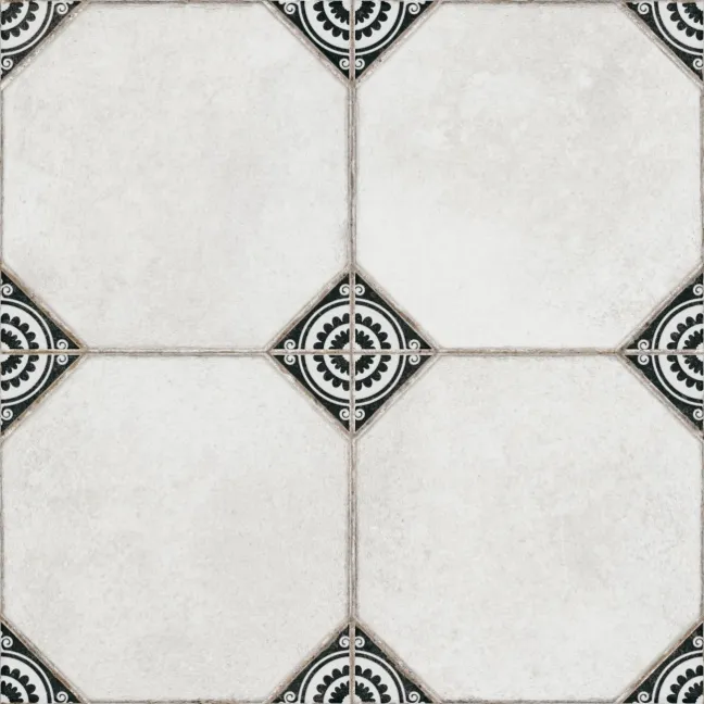 Leeds Black Patterned Matt Porcelain Floor Tile