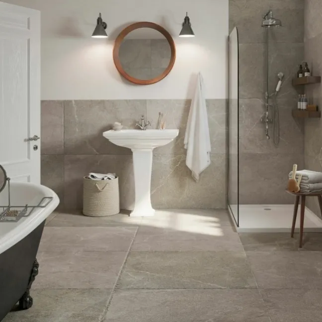 Lucca Flagstone Grey Chiselled Stone Effect Porcelain Tile | Tile Mountain