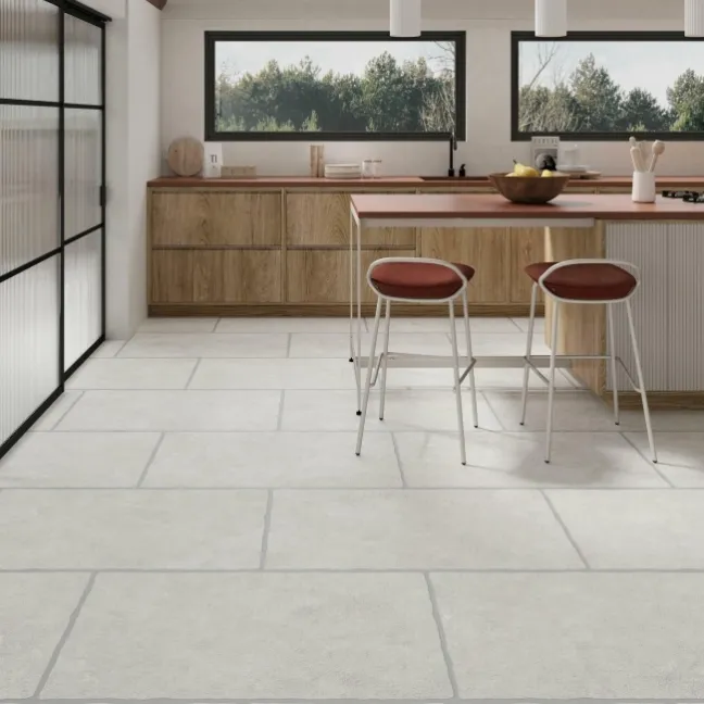 Mineral White Rustic Edge Stone Effect Porcelain Tile