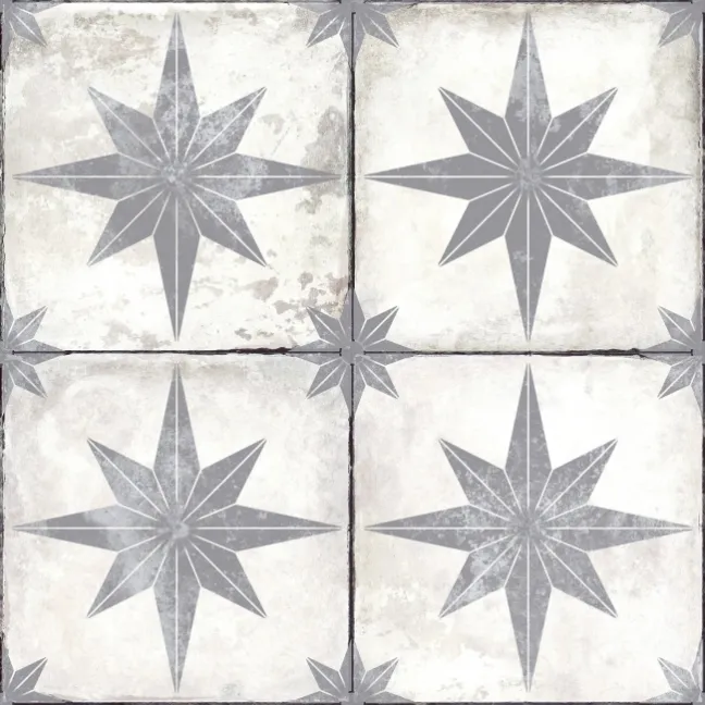 Star Grey Patterned Matt Ceramic Floor Tile | Tile Mountain