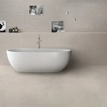 Tuscan Light Grey Embossed Decor Stone Effect Matt Wall Tile