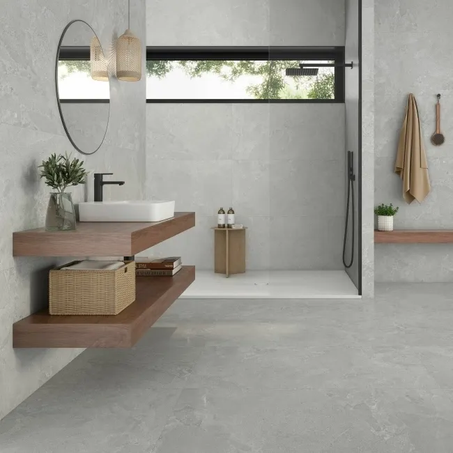 Roca Avalon Grey Stone Effect Matt Large Porcelain Tile | Tile Mountain