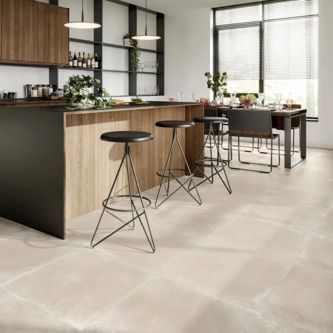 Beton Beige Concrete Effect Matt Porcelain Floor Tile | Tile Mountain