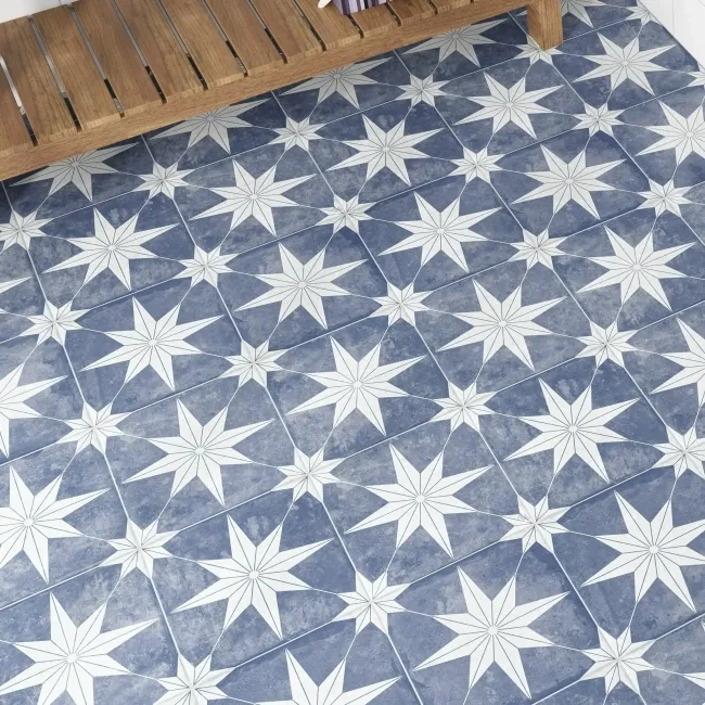 Supernova Blue Patterned Matt Vitrified Ceramic Floor Tile