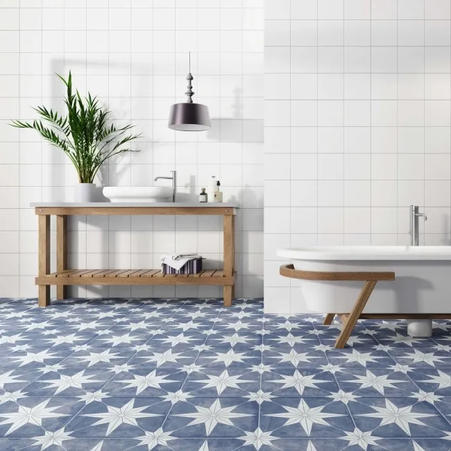Supernova Blue Patterned Matt Vitrified Ceramic Floor Tile