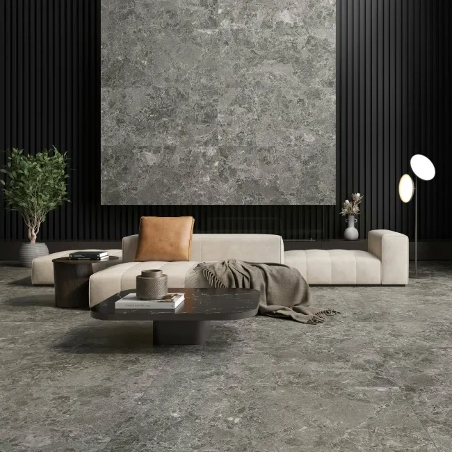 Roca Marais Dark Grey Marble Effect Matt Large Porcelain Tile | Tile ...