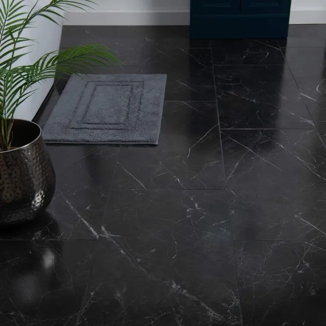 Marble Black Grouted Tile Effect Luxury Click Vinyl Flooring