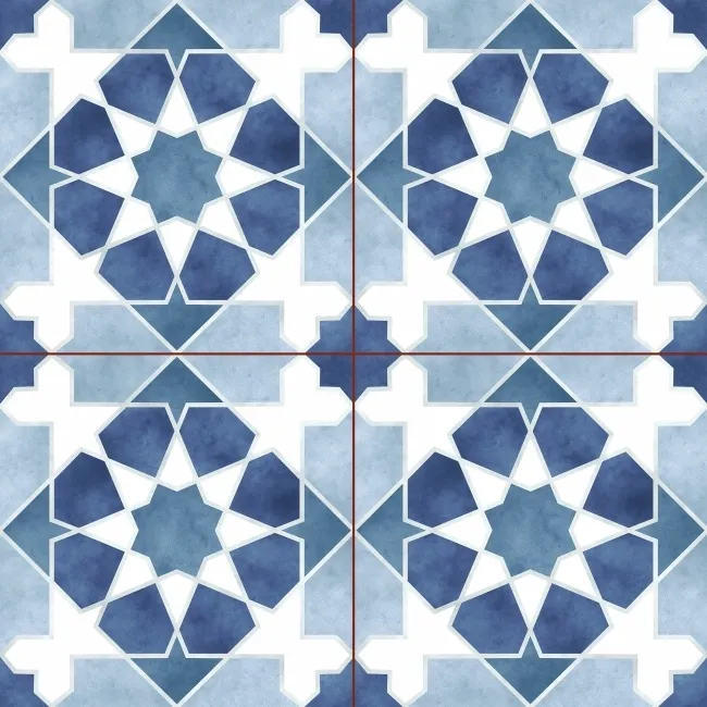 Rabat Blue Pattern Matt Ceramic Floor Tile | Tile Mountain