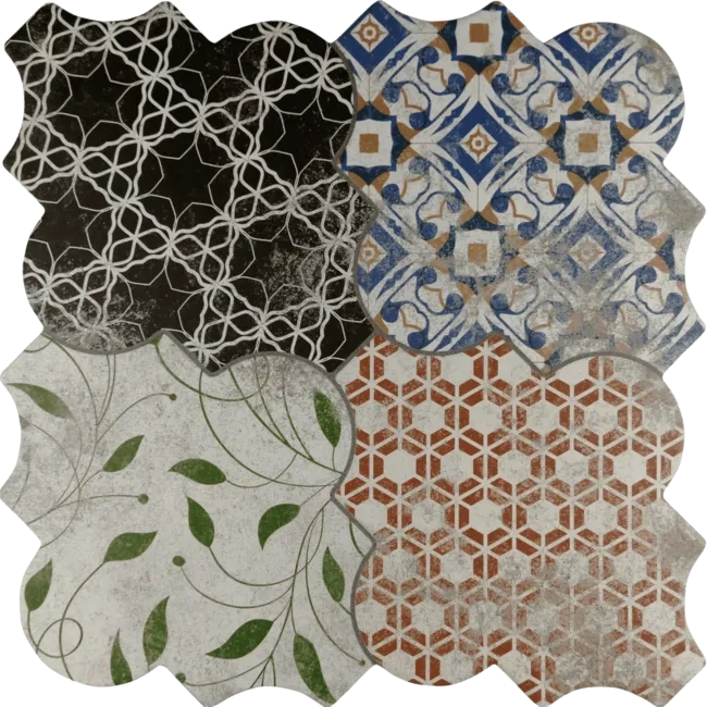 Riga Patchwork Patterned Matt Ceramic Wall & Floor Tiles