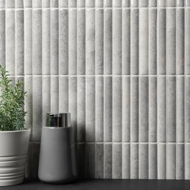 Rubik Smokey Grey Kit Kat Effect Gloss Ceramic Wall Tile
