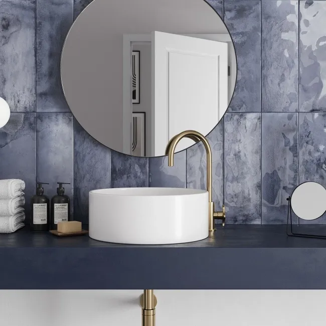 Zellige Navy Blue Gloss Porcelain Tile | Tile Mountain