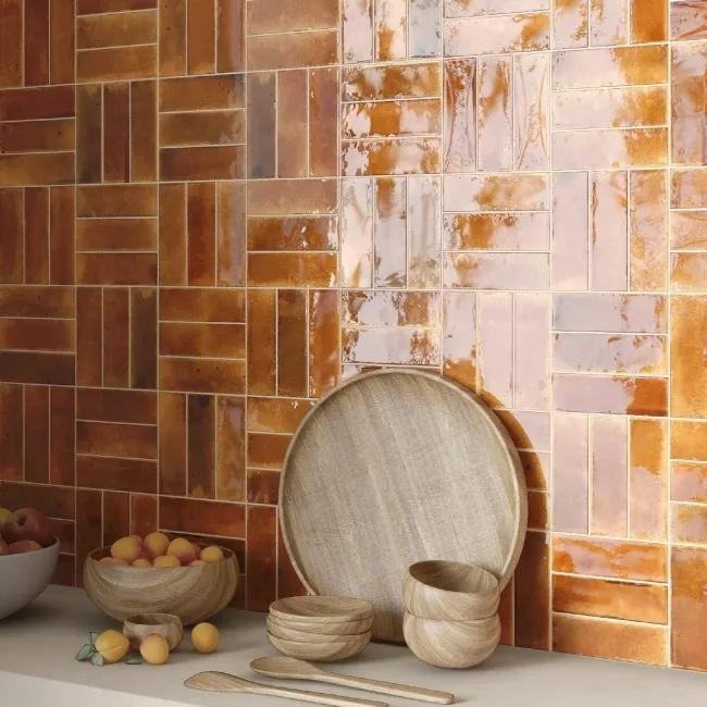 Luma Burnt Orange Gloss Ceramic Wall Tile | TileMountain