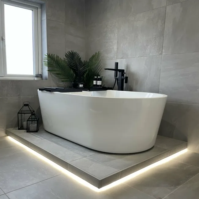 Augusta Ice Grey Slate Effect Matt Porcelain Floor Tile | Tile Mountain