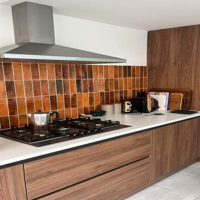 Luma Burnt Orange Gloss Ceramic Wall Tile | TileMountain