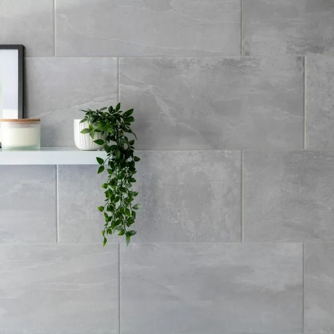 Augusta Ice Grey Slate Effect Matt Porcelain Wall and Floor Tile | Tile ...