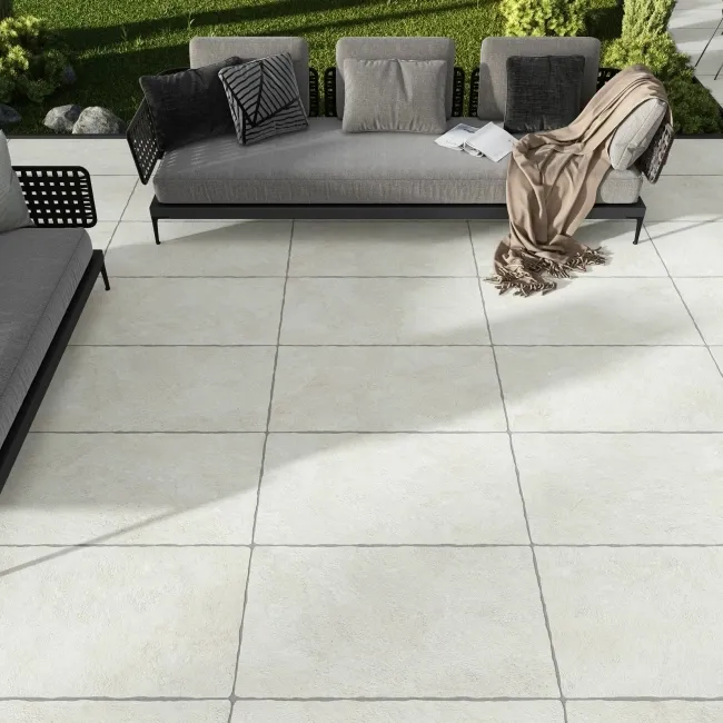 Mineral White Rustic Edge Stone Effect Porcelain Outdoor Slab | Tile ...