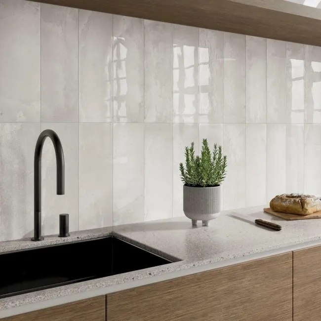 Zellige Antique White Gloss Porcelain Tile | Tile Mountain