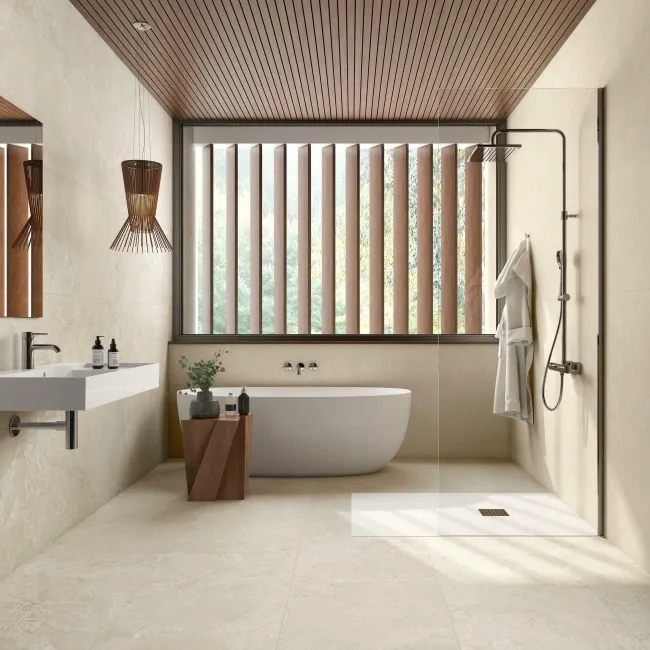 Roca Avalon Beige Stone Effect Matt Large Porcelain Tile | Tile Mountain