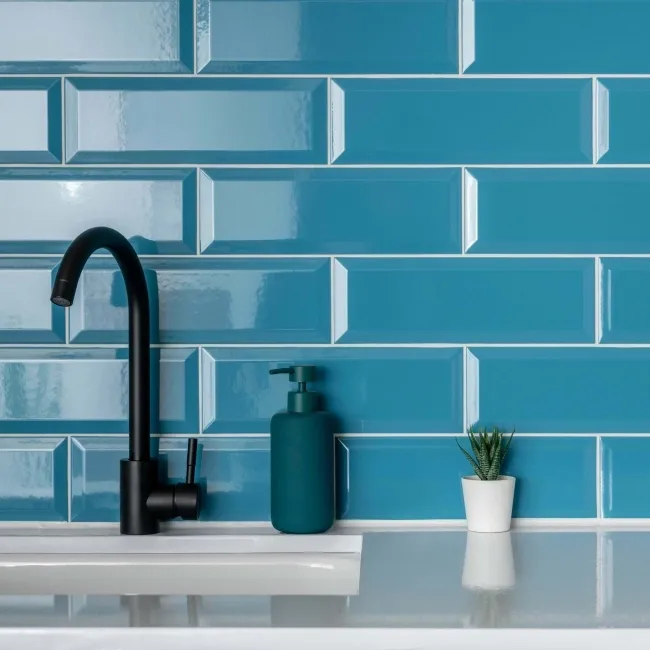 Metro Teal Gloss Ceramic Wall Tiles- Tile Mountain